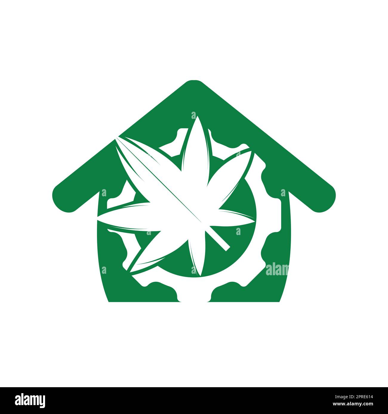 Gear and cannabis vector logo design. Cannabidiol industry company logo ...
