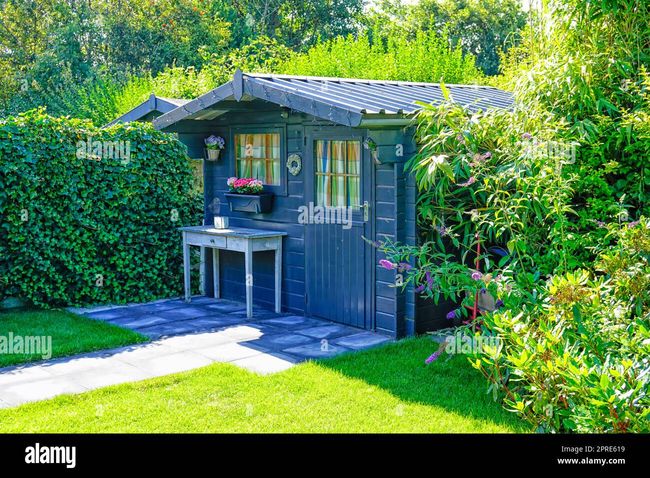 Small hut, gazebo in an allotment garden Stock Photo - Alamy