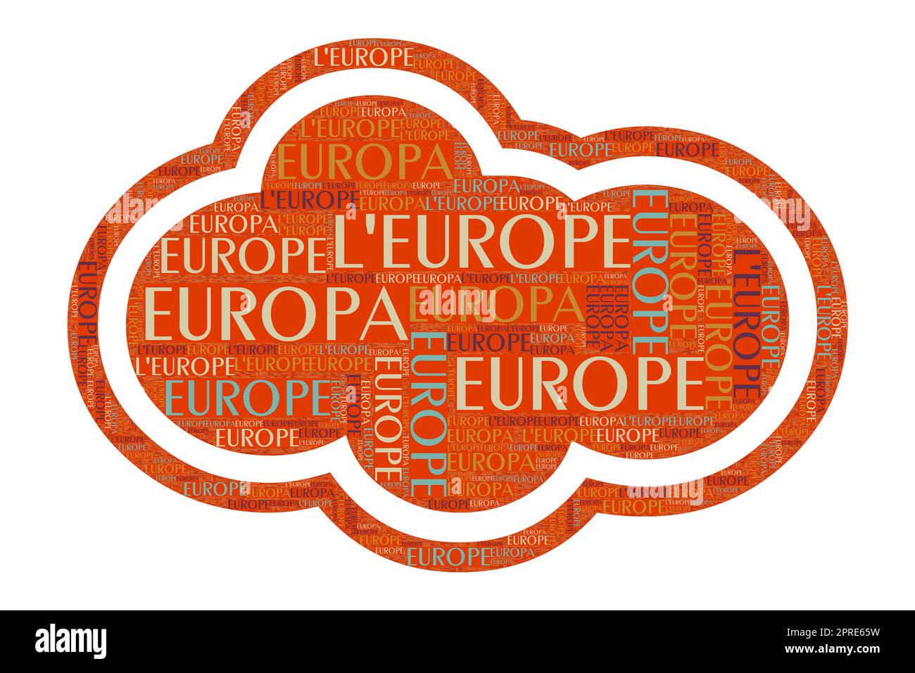 The Words 'Europa, Europe, L'Europe, ' as Word Art, Word Cloud, Tag Cloud in Different Languages ...