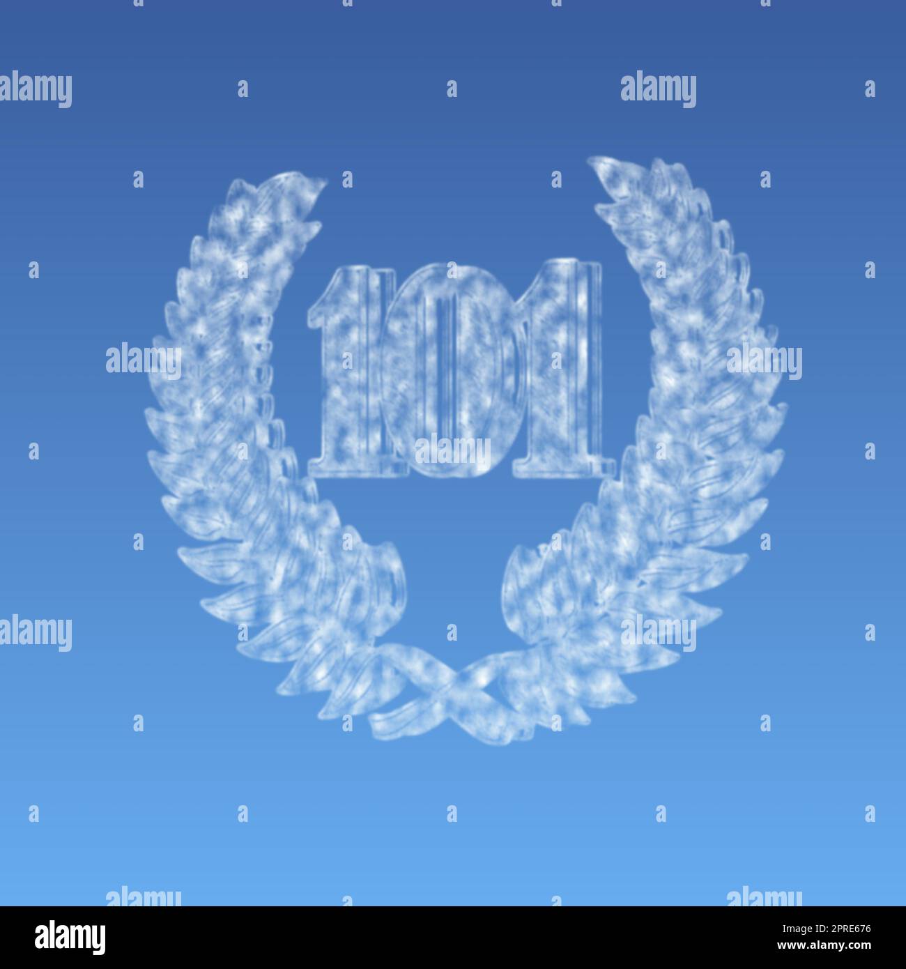 Number 101 with laurel wreath or honor wreath as a 3D-illustration, 3D ...