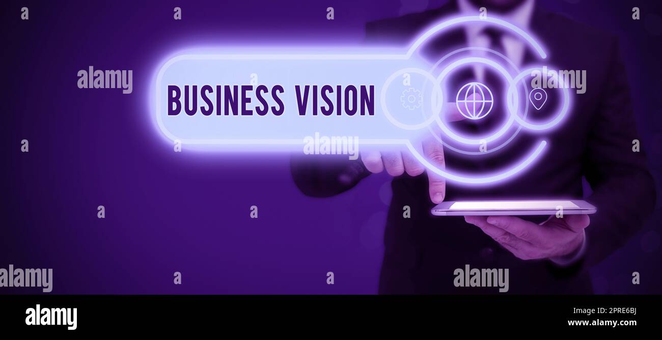 Sign displaying Business Visiongrow your business in the future based ...