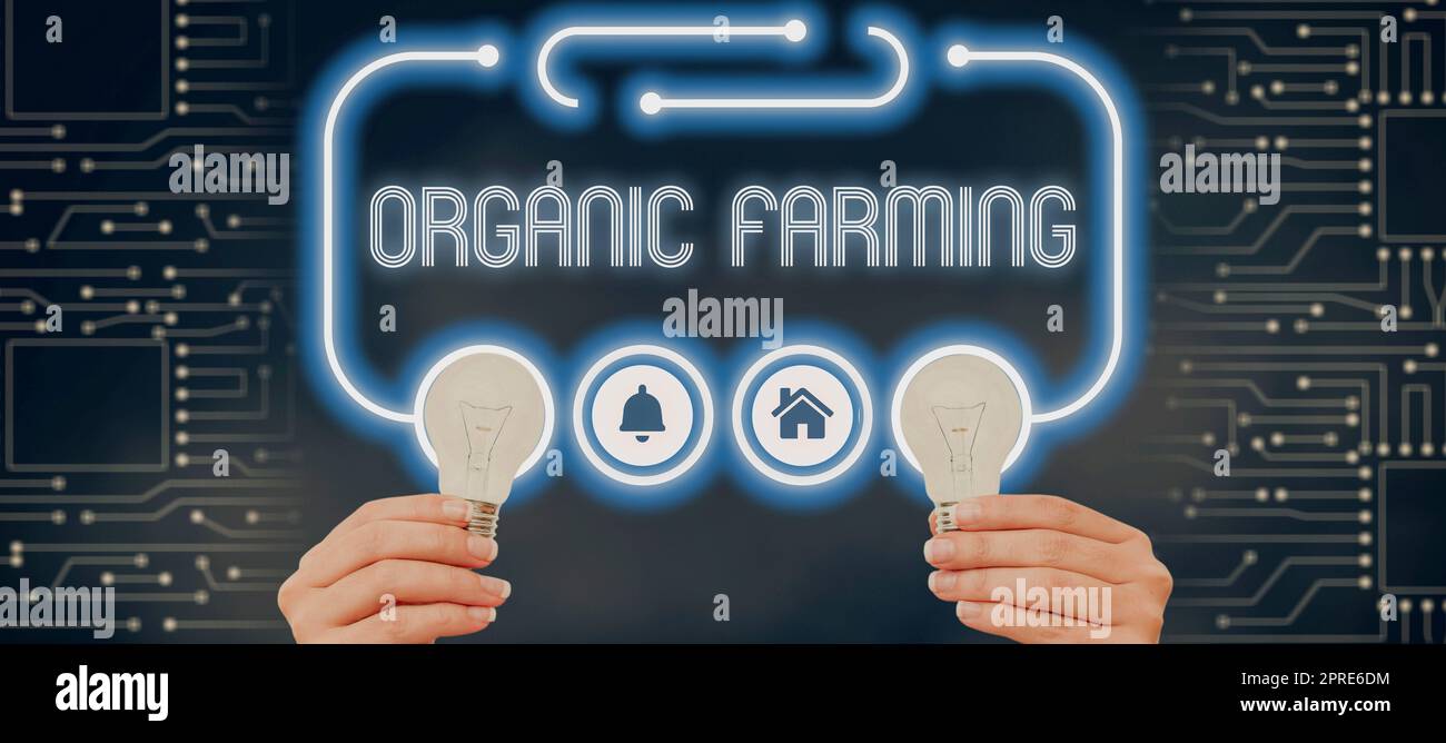 Sign displaying Organic Farmingan integrated farming system that ...