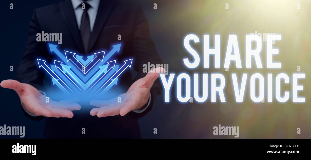 Conceptual display Share Your Voiceasking employee or member to give ...