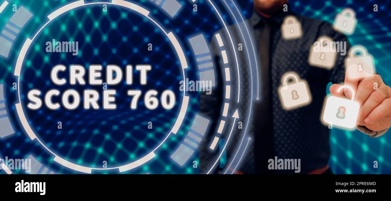 Writing displaying text Credit Score 760numerical expression based on ...