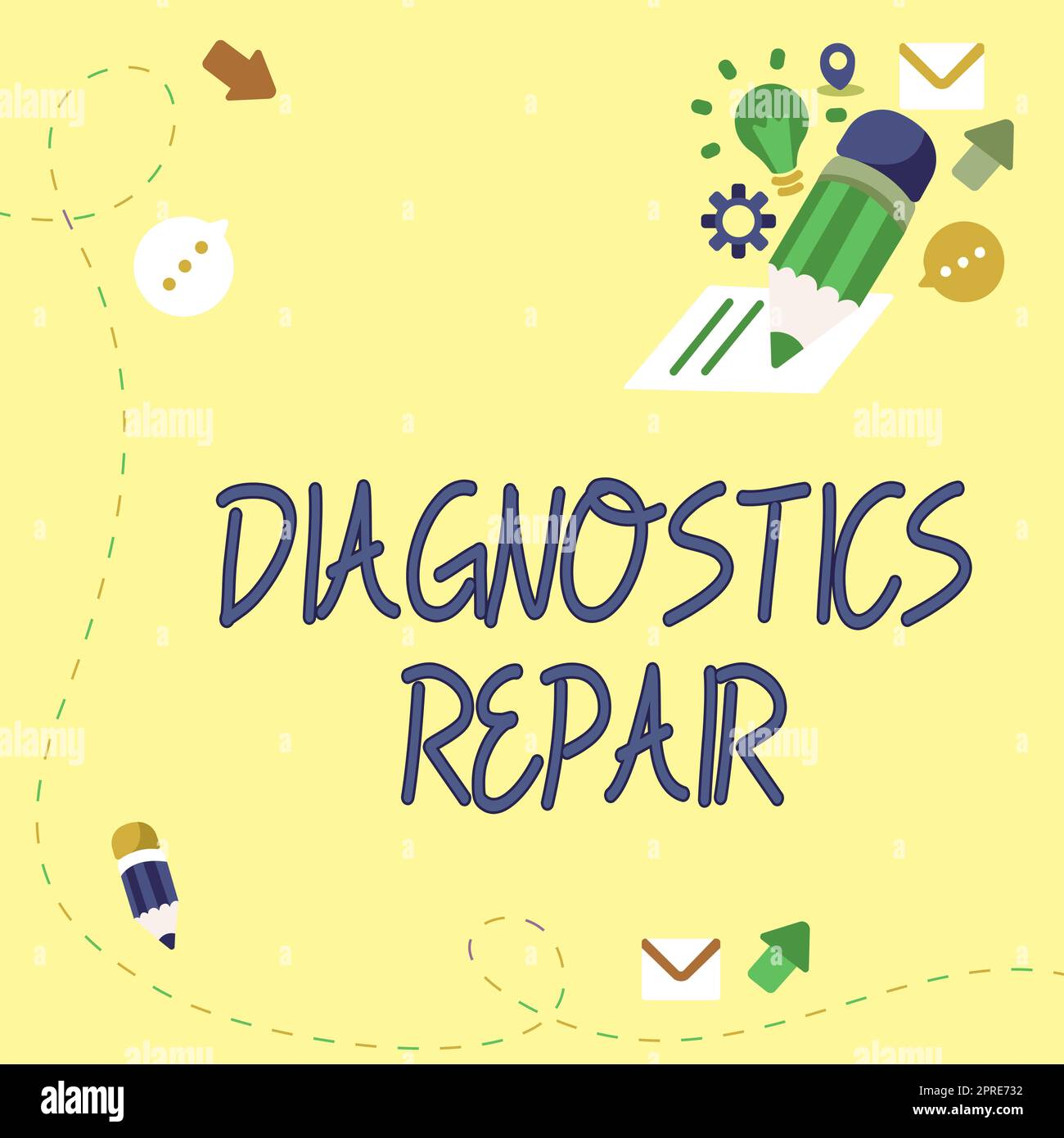 Sign displaying Diagnostics RepairA program or routine that helps a ...