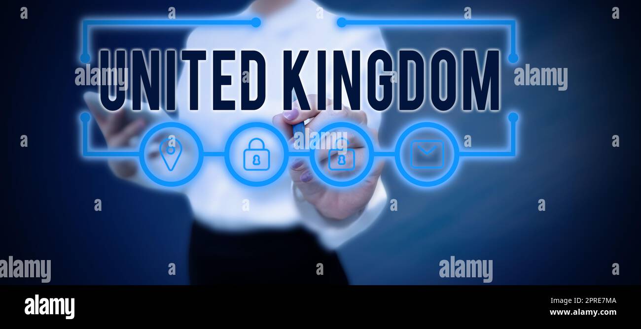 Hand writing sign United KingdomIsland country located off the ...