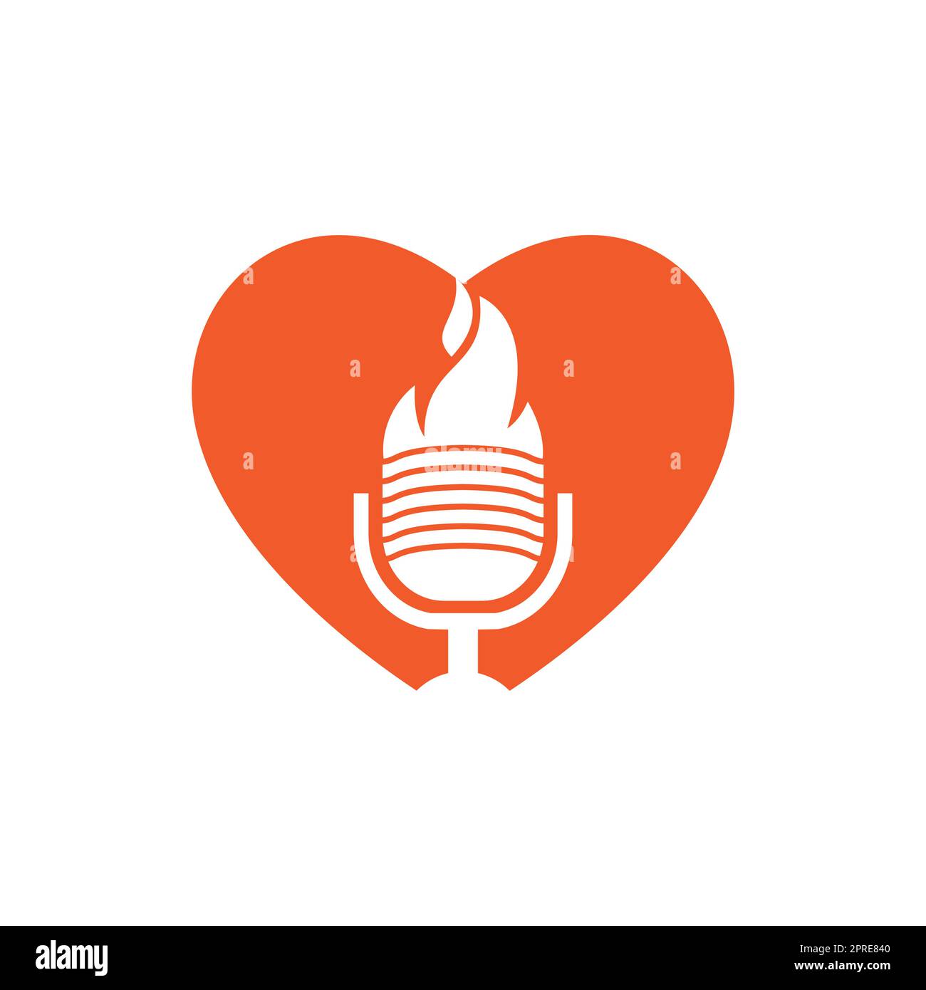 Fire Podcast logo design template. Flame fire podcast mic logo vector ...