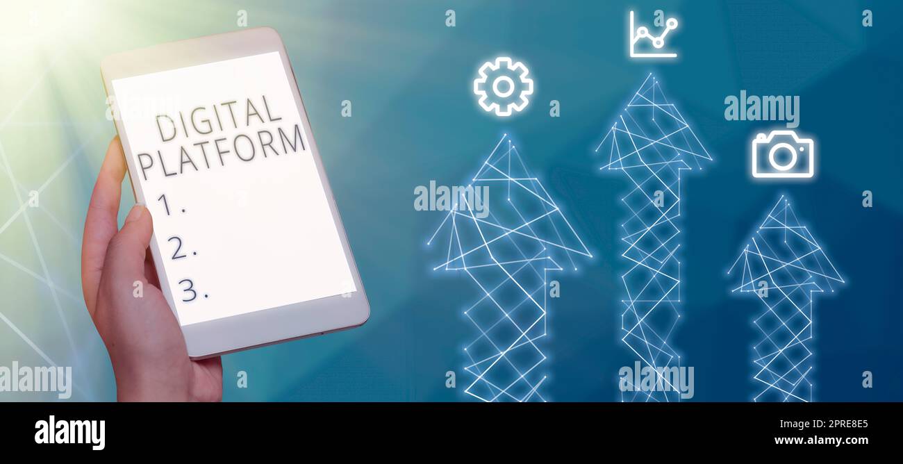 Text caption presenting Digital Platformmarketing campaign or branding ...