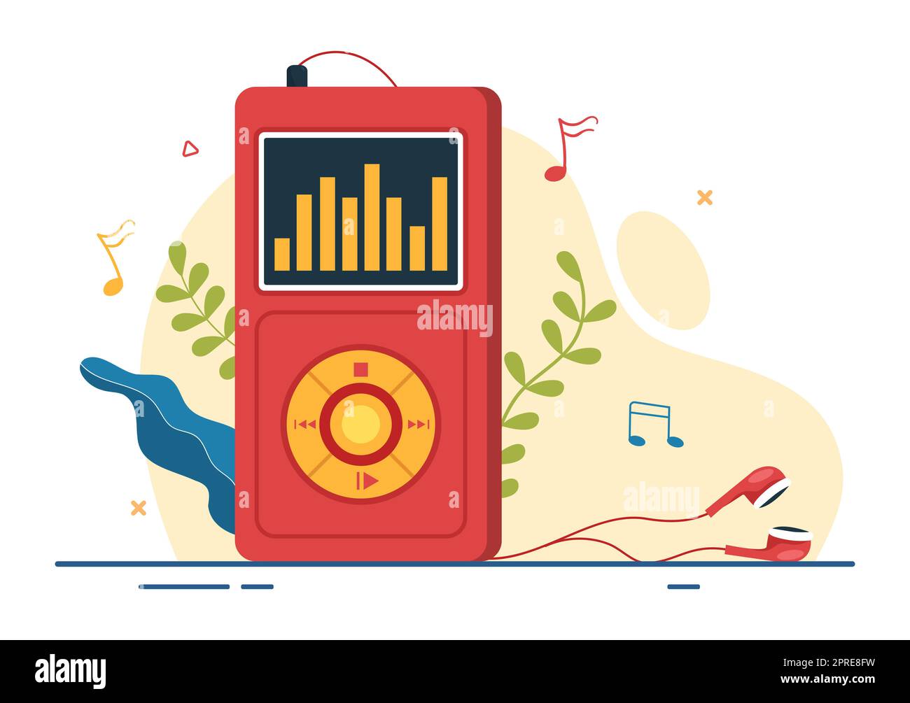 MP3 Player with Headphones, Headset and Phone of Music Listening ...