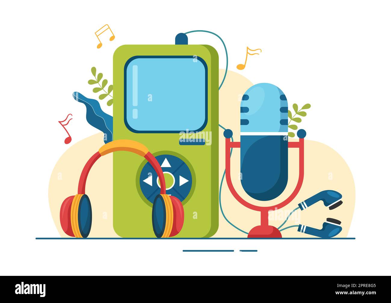 MP3 Player with Headphones, Headset and Phone of Music Listening ...