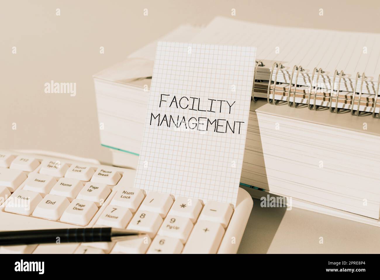 Text sign showing Facility Management, Business overview Multiple ...