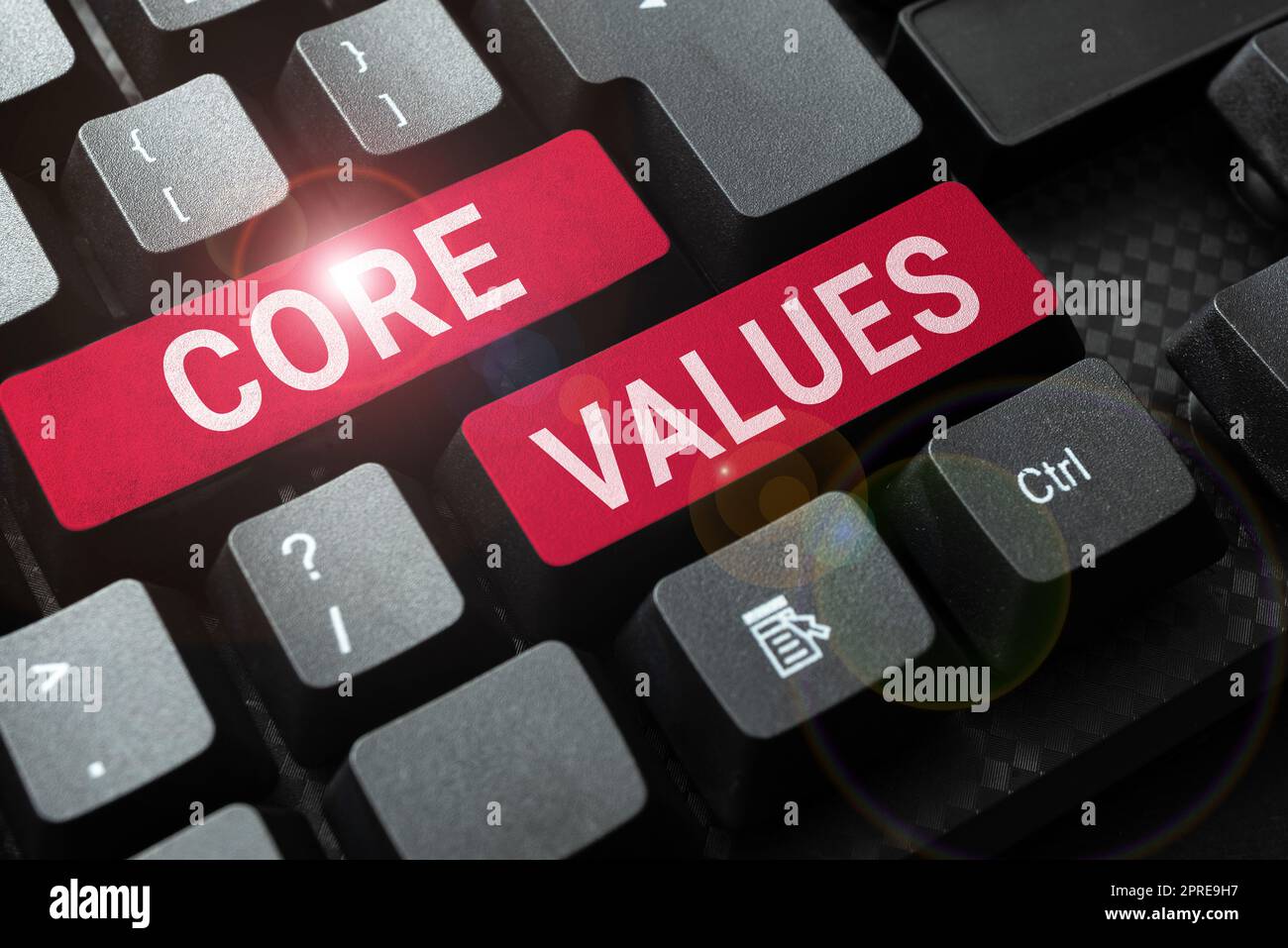 Writing displaying text Core Values, Business overview principles which ...
