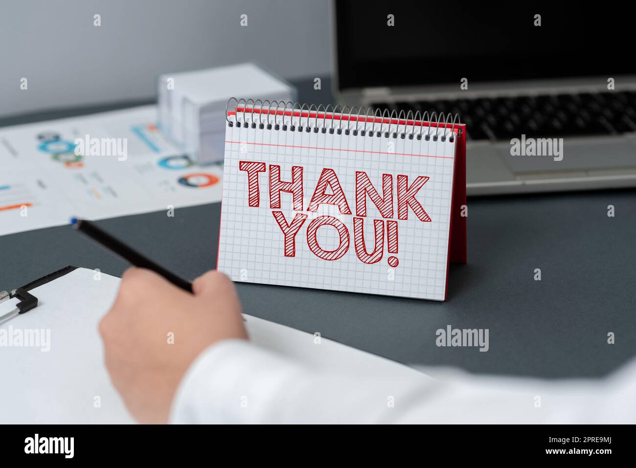 Conceptual display Thank You, Concept meaning replaying on something ...