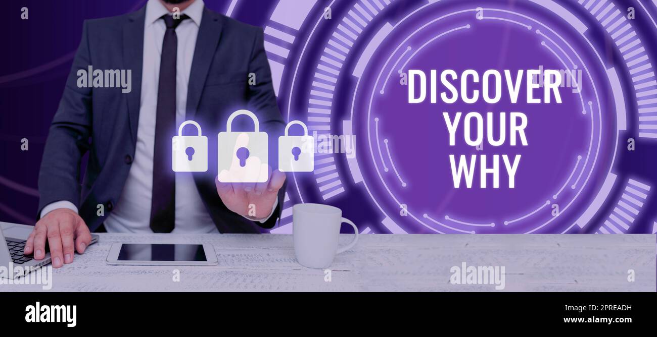 Conceptual display Discover Your Why, Word for knowing the reason and ...