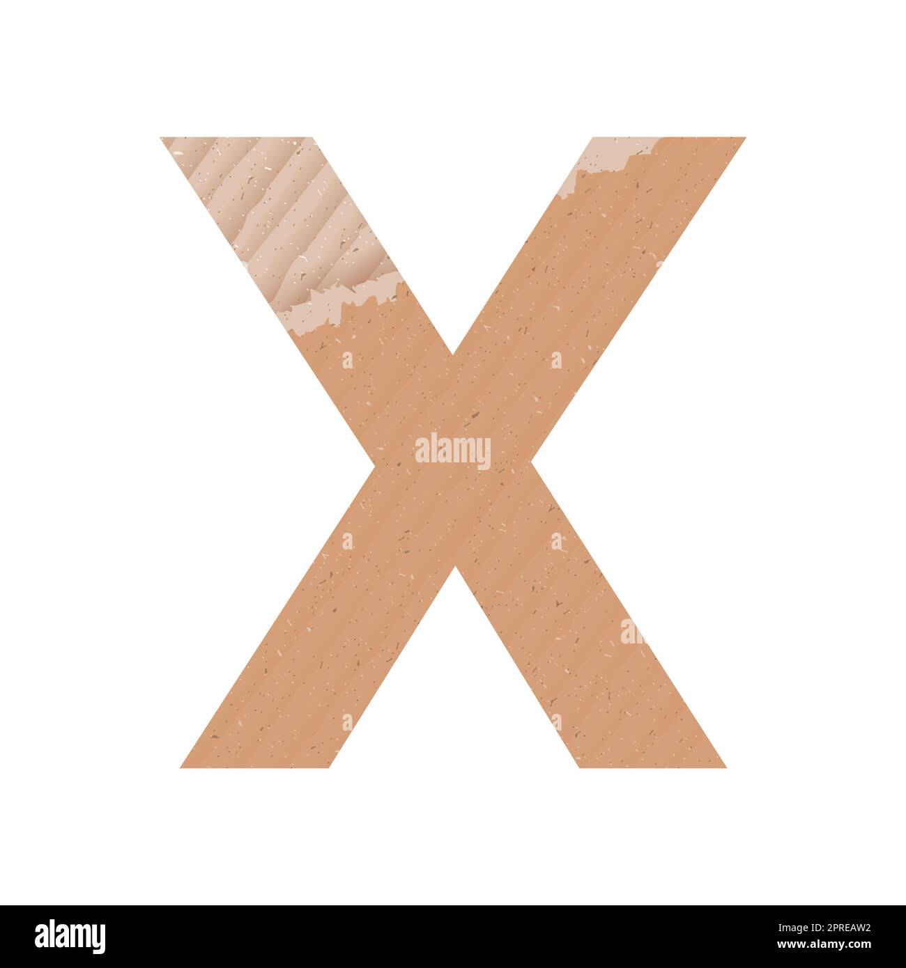Letter X of the English alphabet, gray paper cardboard texture on white ...