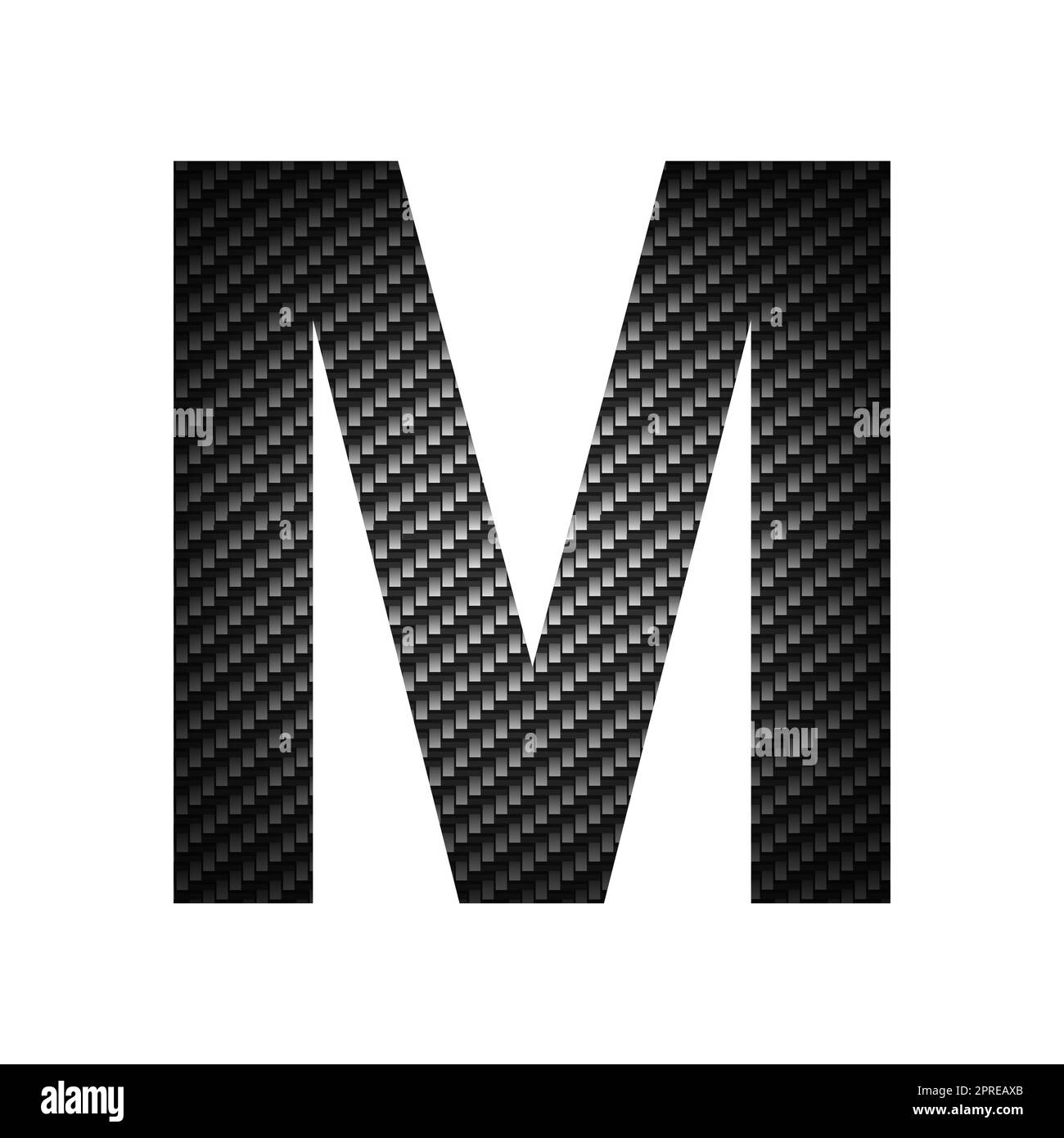 English alphabet letter M, carbon dark texture on white background ...