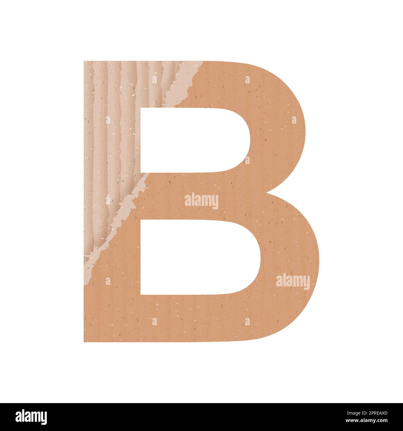 Letter B of the English alphabet, gray paper cardboard texture on white ...