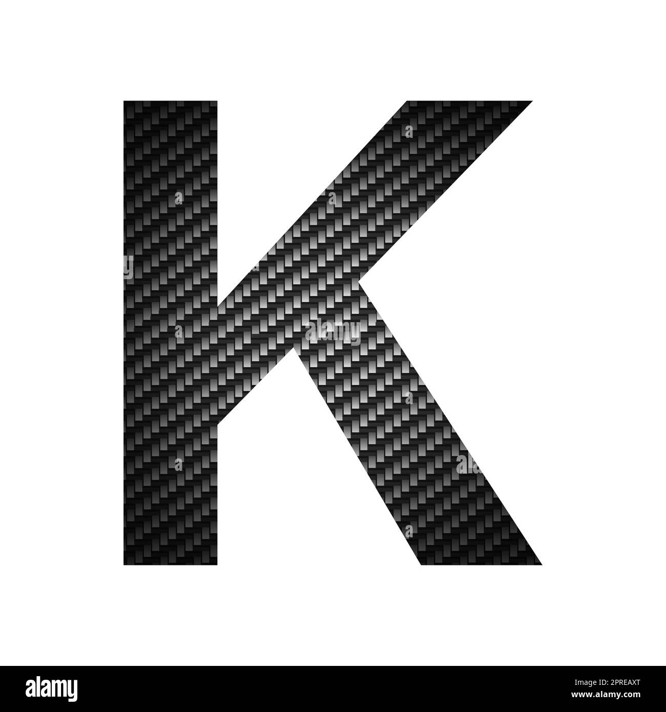 English alphabet letter K, carbon dark texture on white background ...