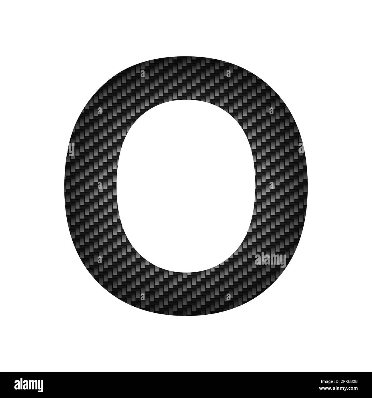 English alphabet letter O, carbon dark texture on white background ...