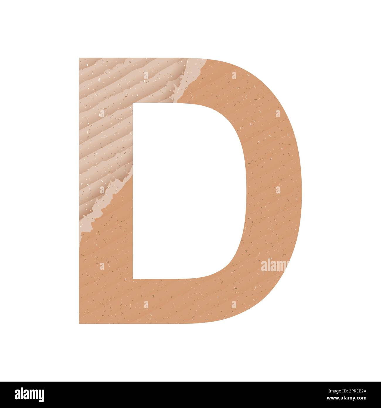 Letter D of the English alphabet, gray paper cardboard texture on white ...