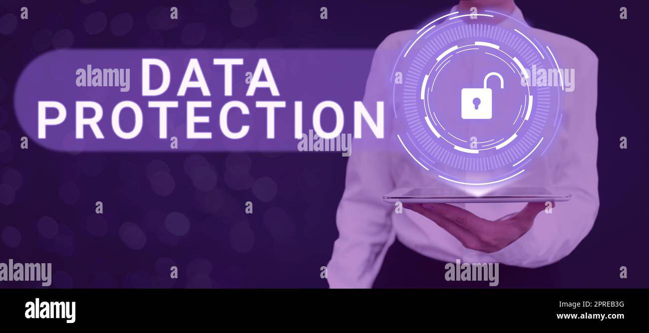 Hand writing sign Data Protection, Word Written on safeguarding ...