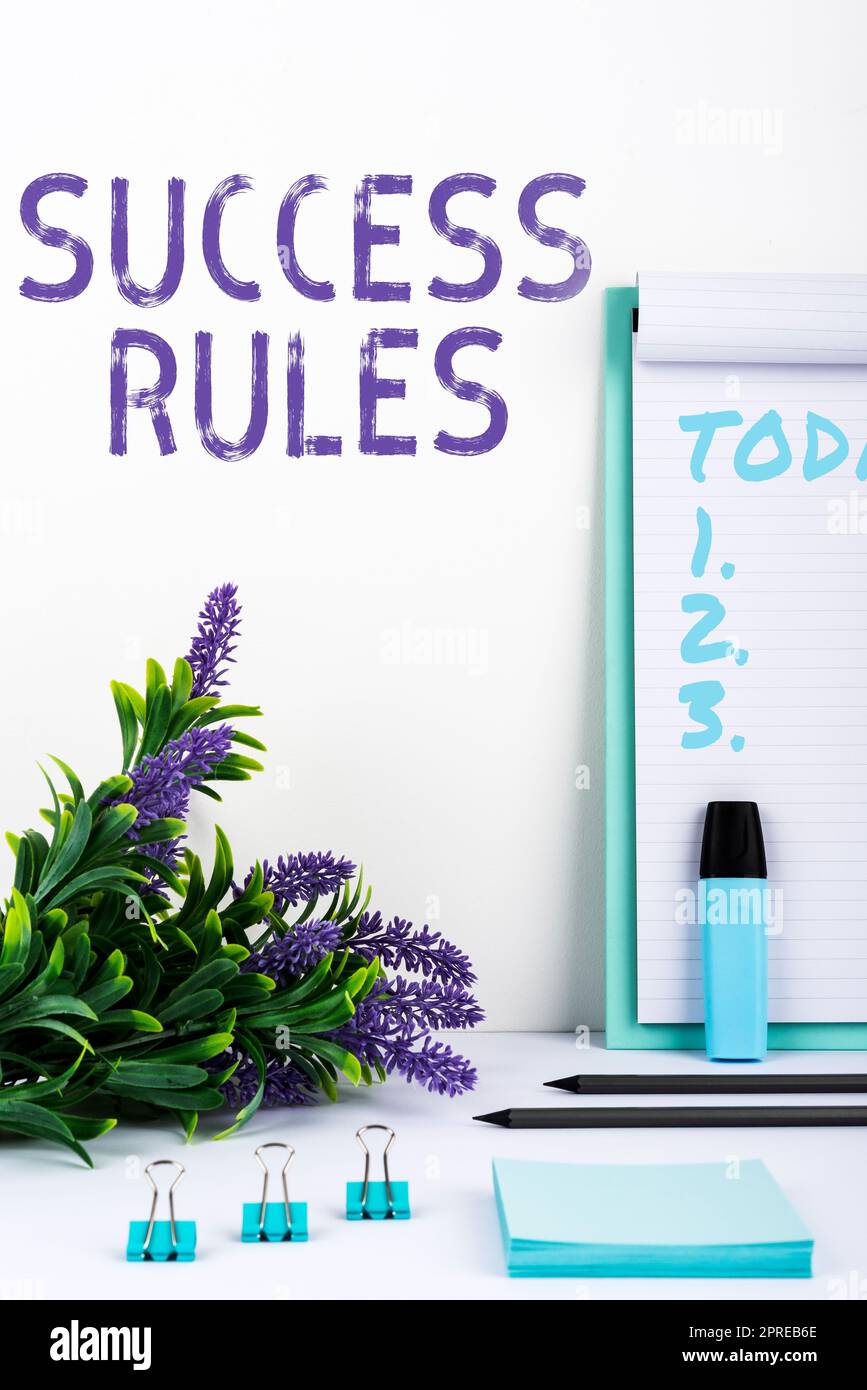 Writing displaying text Success Rules, Conceptual photo established ...