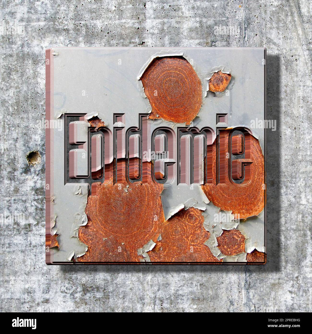 "Epidemie" = epidemic - word, lettering or text as 3D illustration, 3D ...