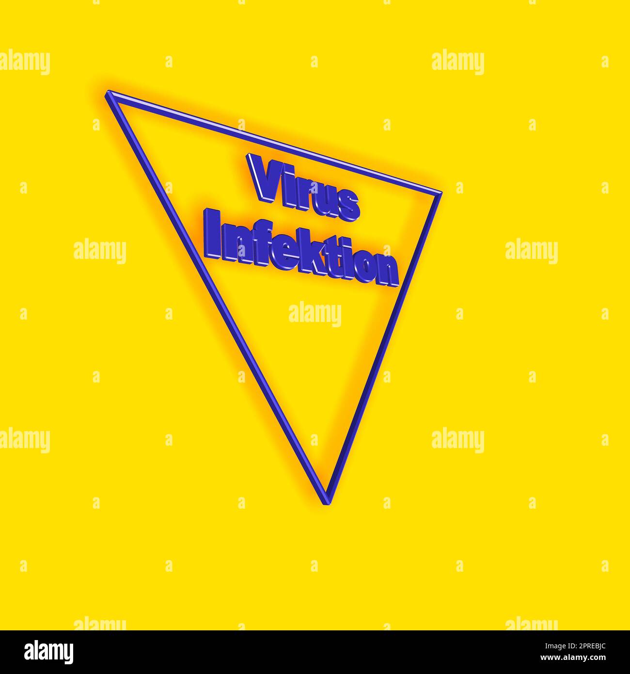 "Virusinfektion" = "Virus infection" - word, lettering or text as a 3D ...
