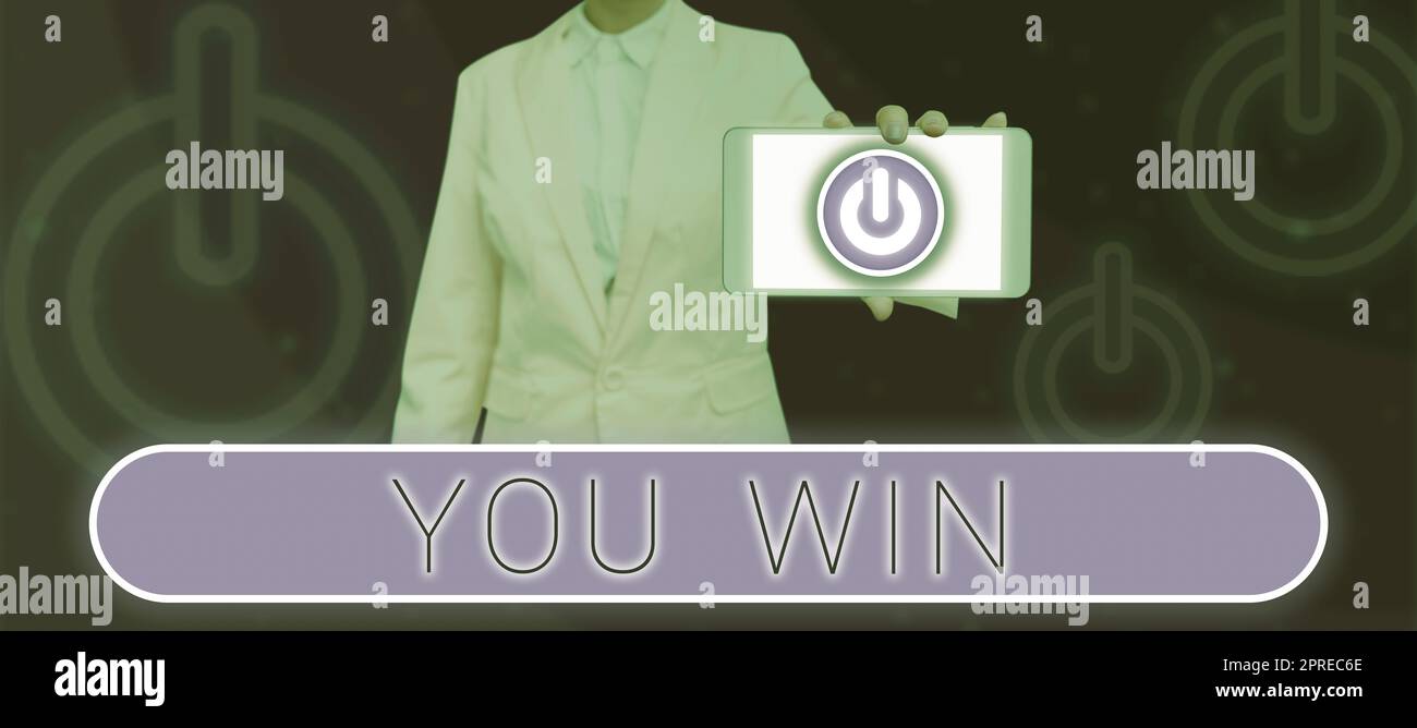 Conceptual display You Win, Business idea be first in school race or ...