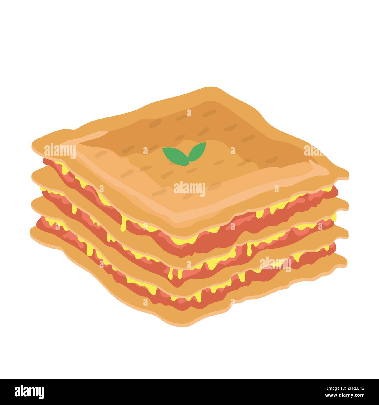 Hot Puff Pastry Lasagne with Meat and Cheese Baked in the Oven on White ...