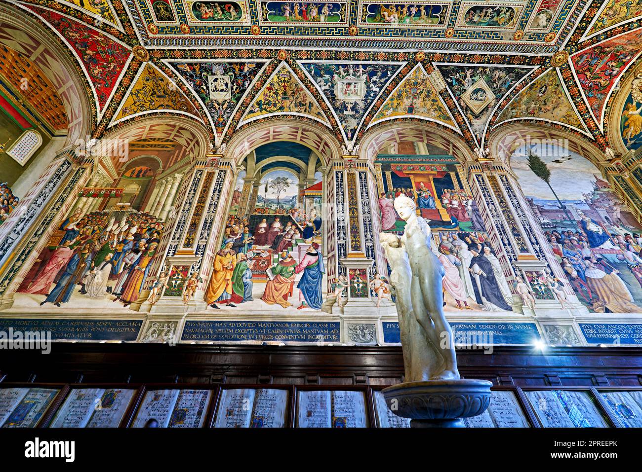 Siena Tuscany Italy. The Cathedral. Piccolomini Library with frescoes ...