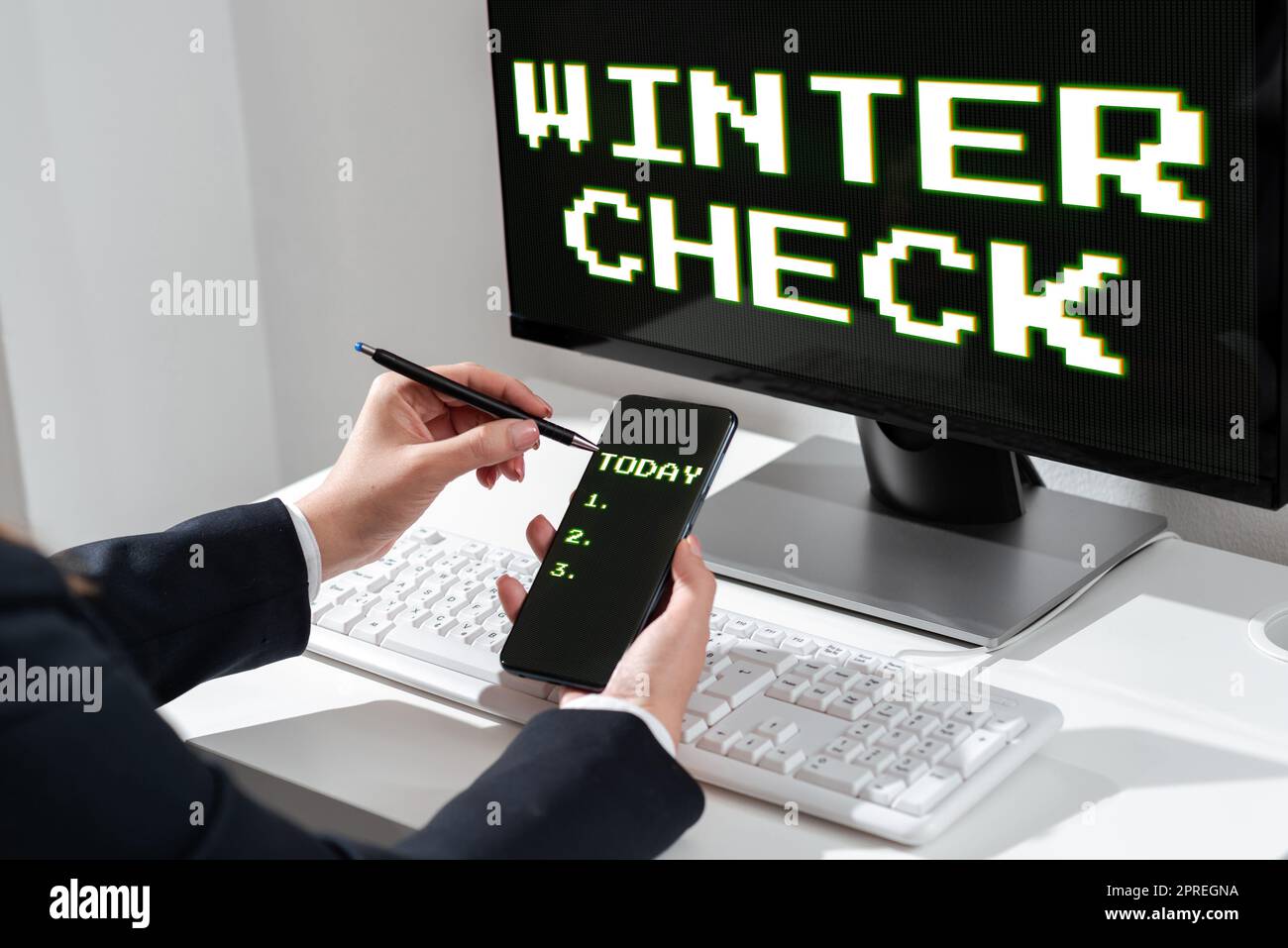 Hand writing sign Winter Check, Business concept Coldest Season ...