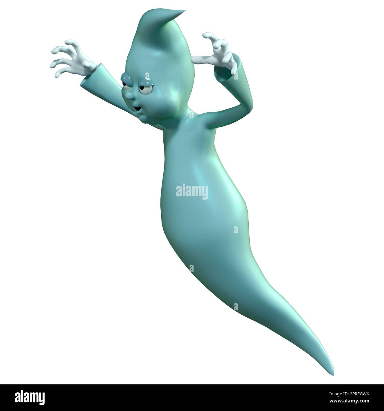 3D rendering of a cartoon Halloween ghost isolated on white background ...