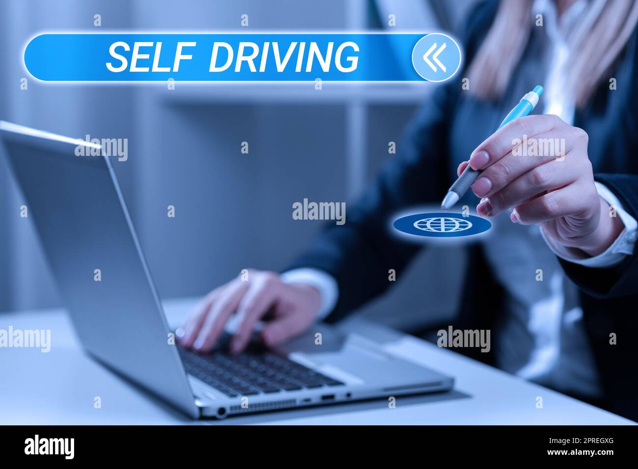 Text caption presenting Self Driving, Business approach Autonomous ...