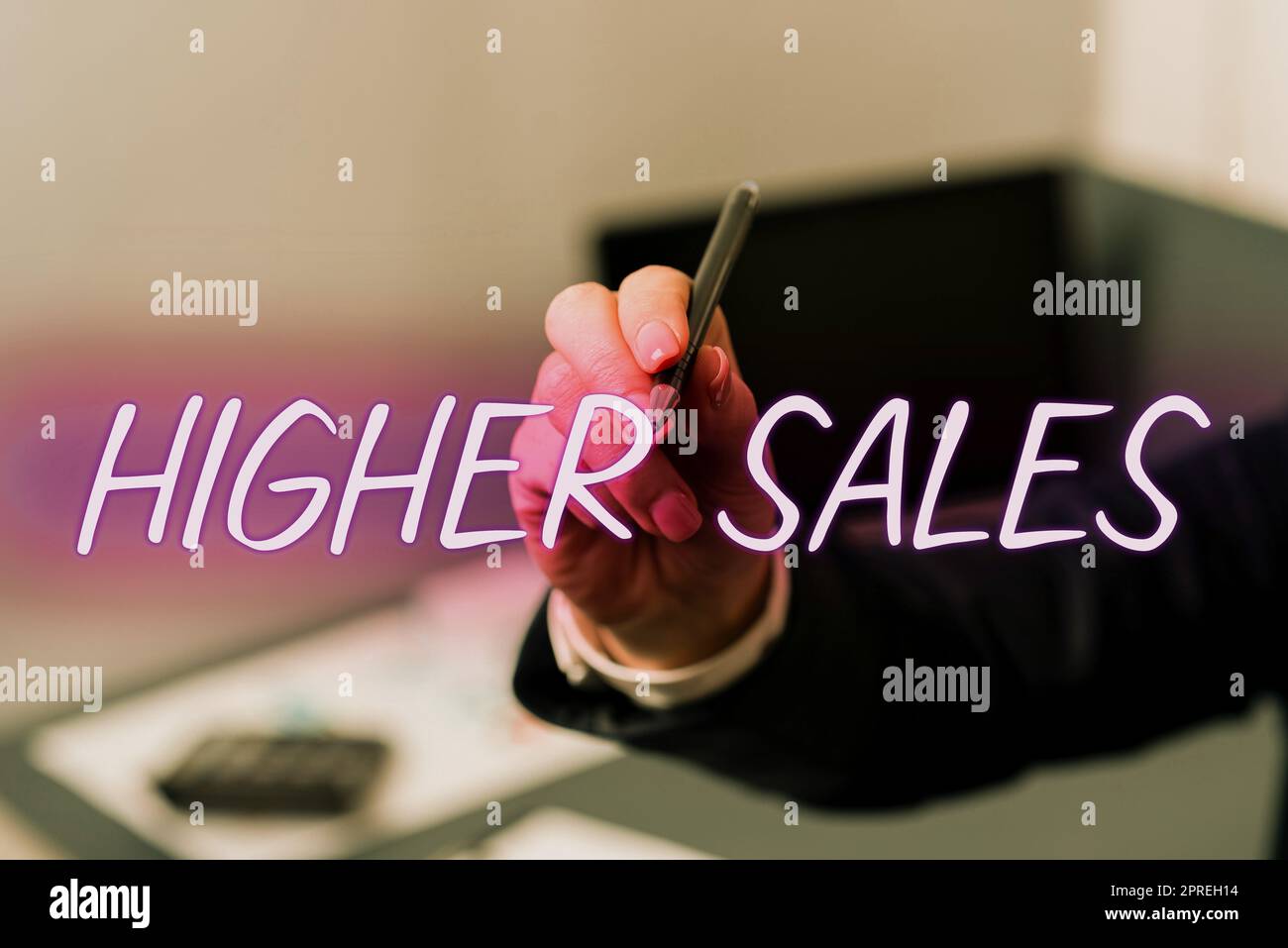 Text sign showing Higher Sales, Word Written on The average sold ...
