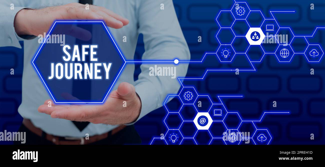 Writing displaying text Safe Journey, Internet Concept Blessing Bid ...