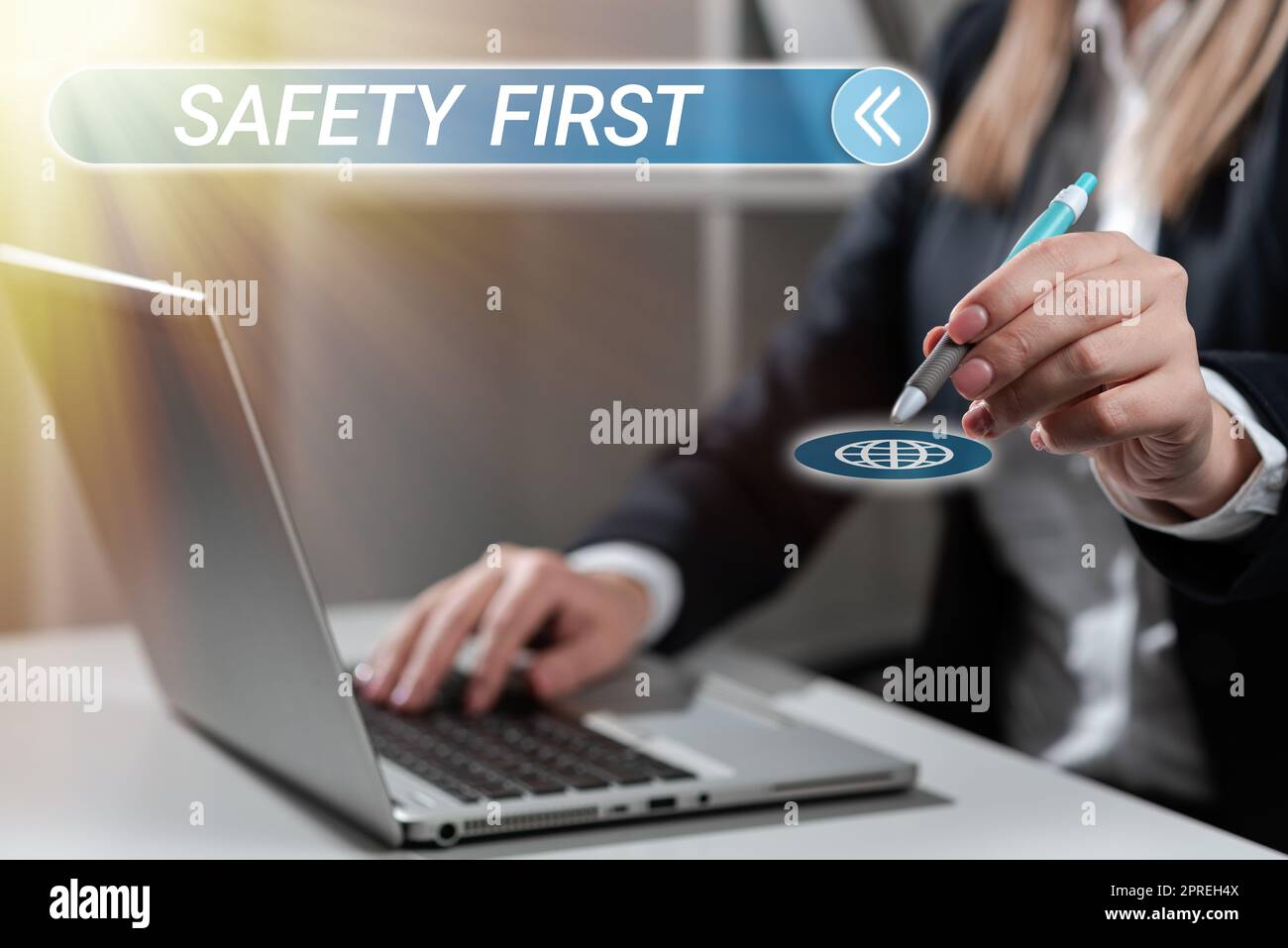 Hand writing sign Safety First, Business idea Avoid any unnecessary ...