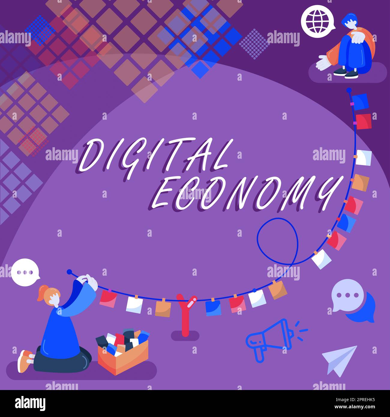 Sign displaying Digital Economy, Business overview advancement of ...