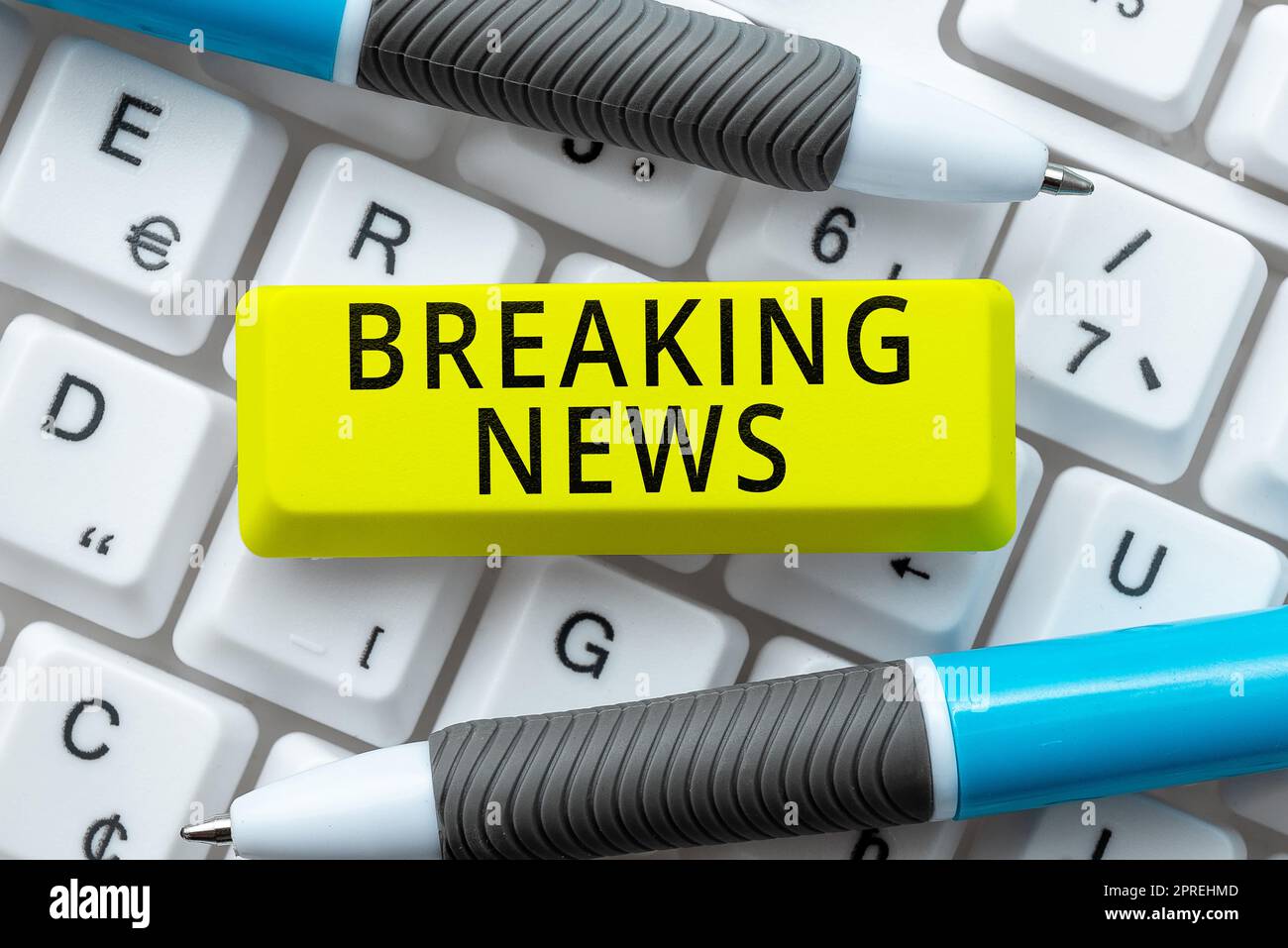Writing displaying text Breaking News, Word for newly received current ...