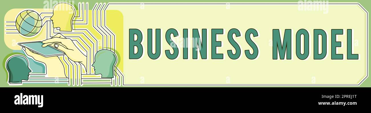 Hand writing sign Business Model, Business showcase model showing how a ...