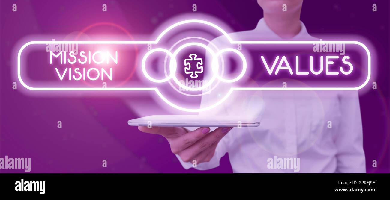 Text showing inspiration Mission Vision Values, Concept meaning company ...