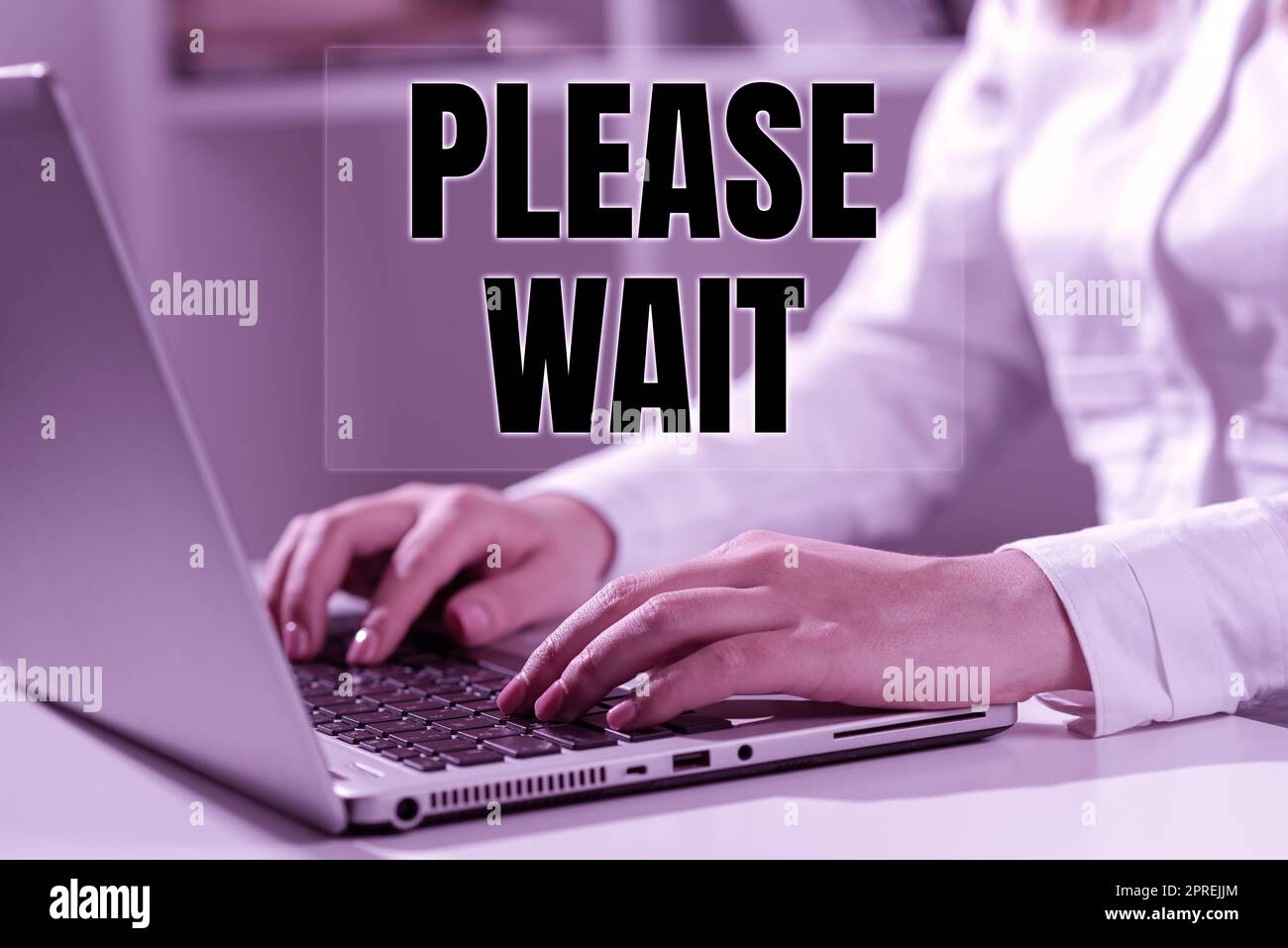 Text sign showing Please Wait, Internet Concept to pause any implemented action immediately and ...