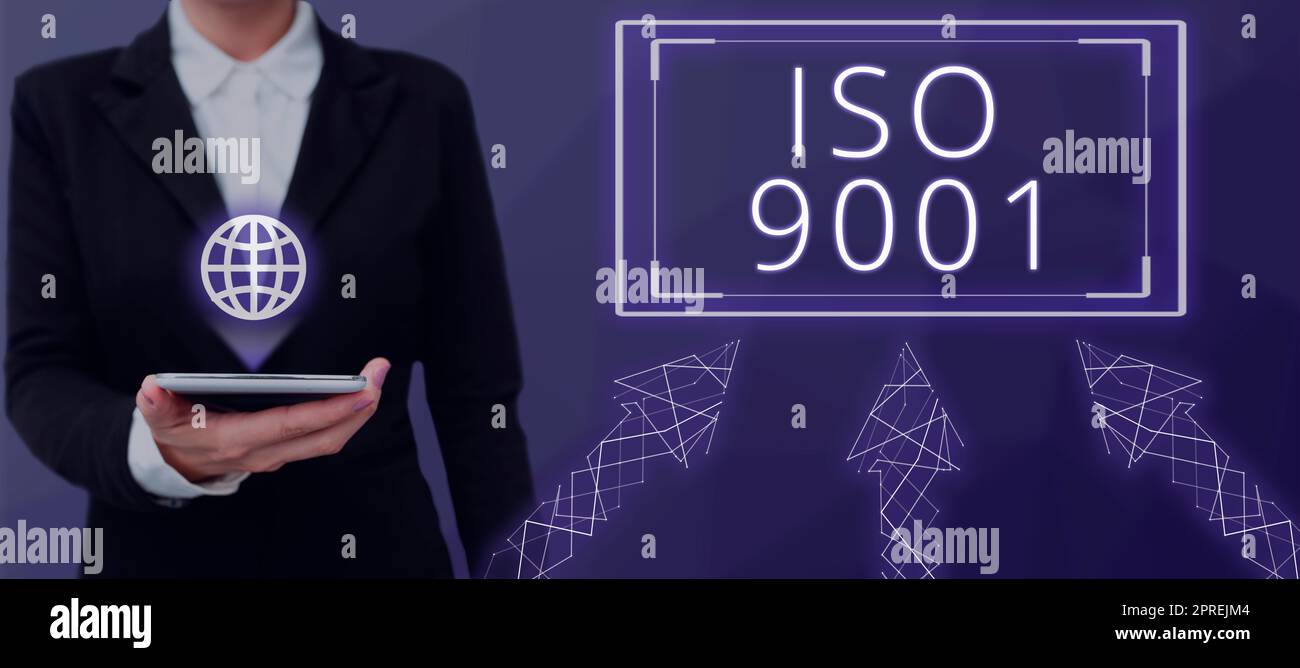 Hand writing sign Iso 9001, Internet Concept designed help ...