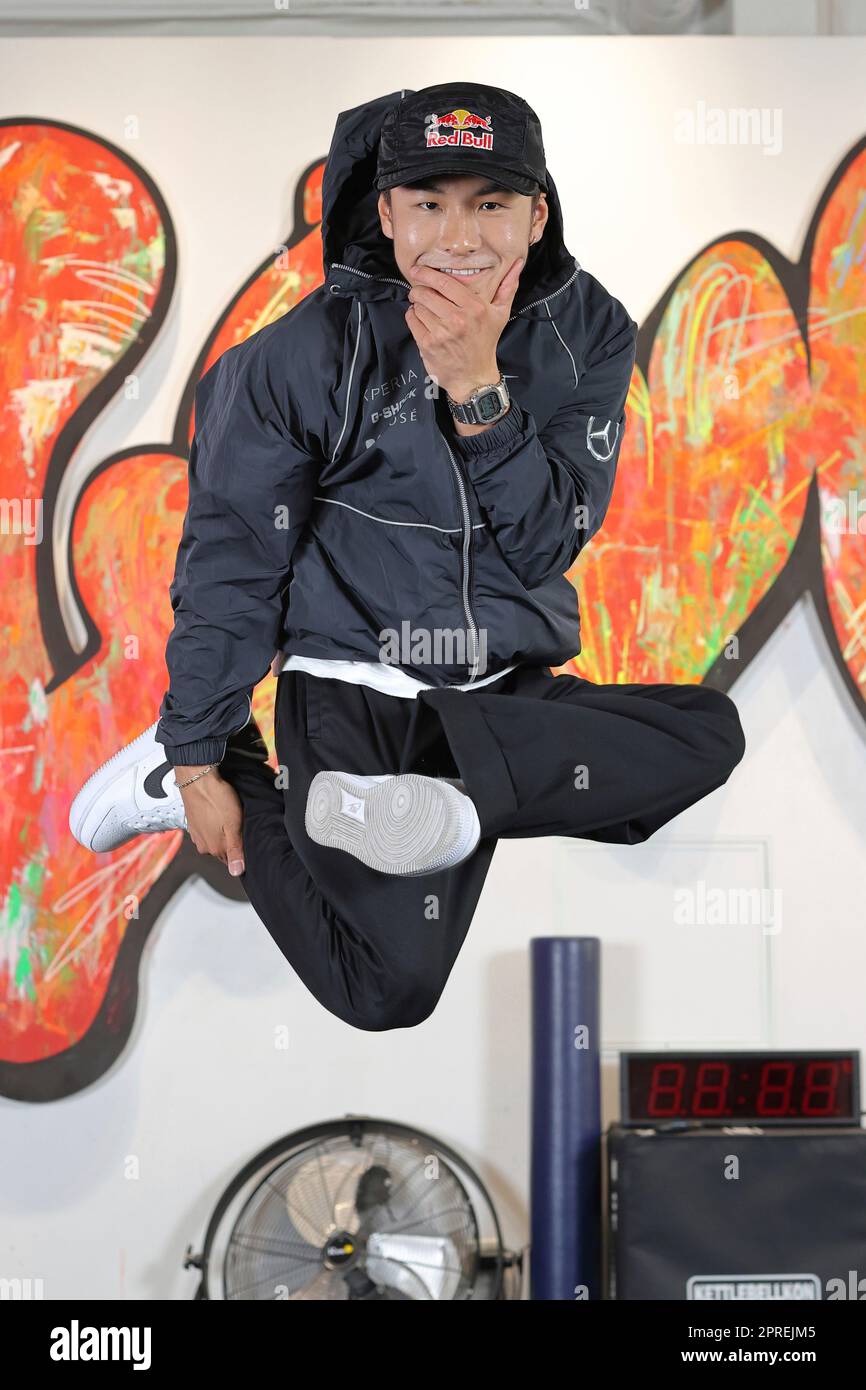 Japanese breakdancing dancer "Shigekix" (Shigeyuki Nakarai) poses for ...