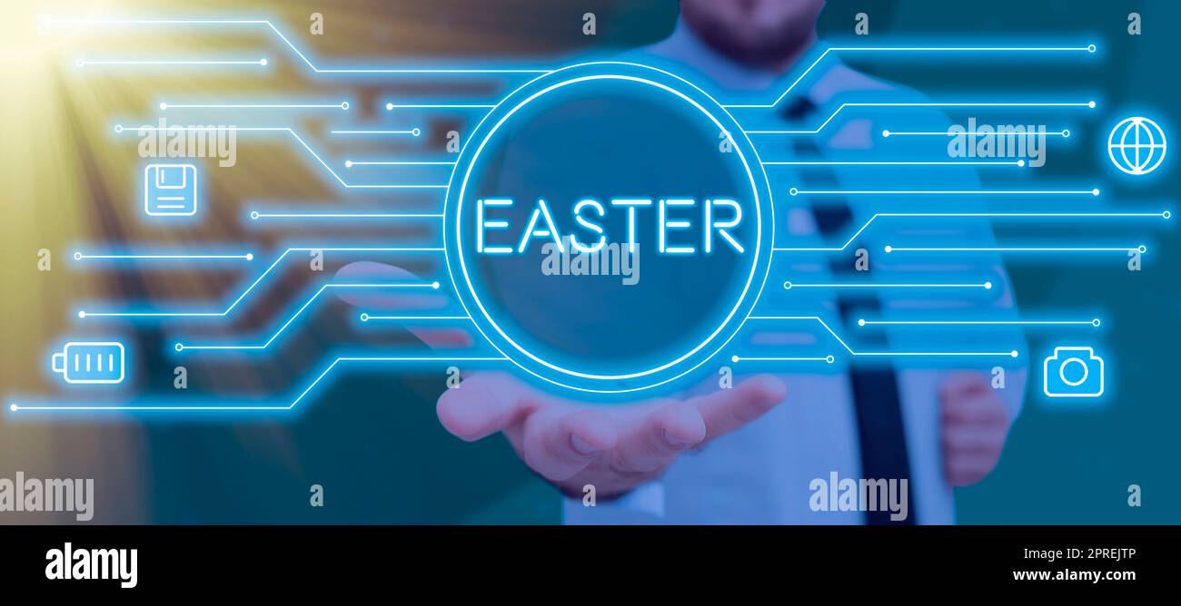 Conceptual display Easter, Word Written on holiday commemorating the ...