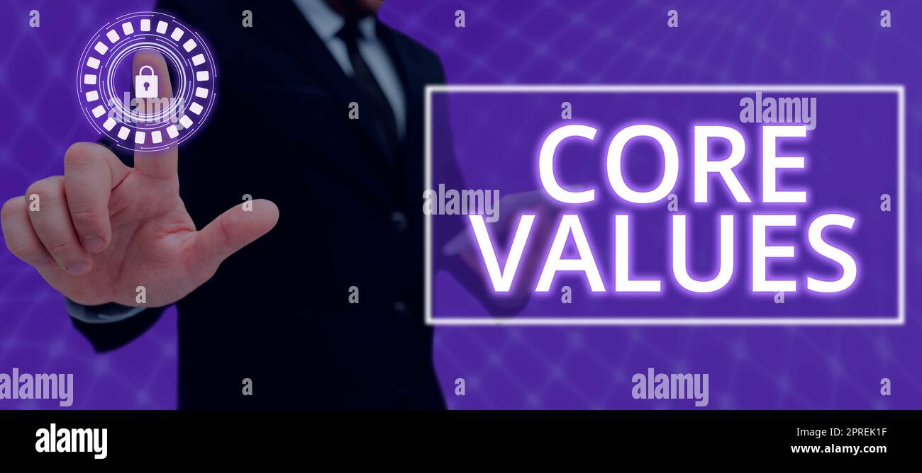 Text showing inspiration Core Values, Conceptual photo principles which ...