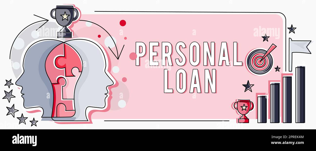 Text sign showing Personal Loan, Conceptual photo borrowing a fixed ...