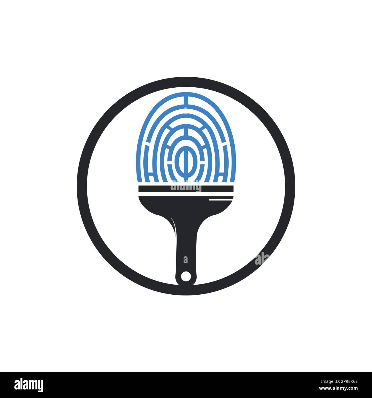 Biometric paint vector logo design concept. Fingerprint and paint brush ...