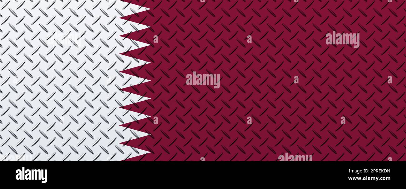 3D Flag of Qatar on a metal wall background Stock Photo - Alamy