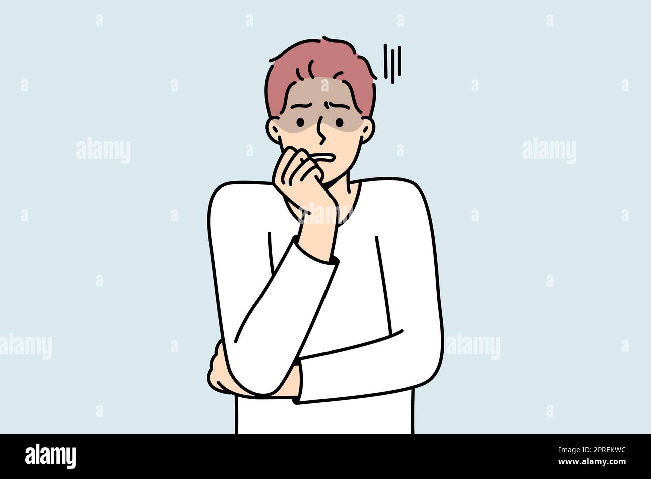Anxious young man feeling terrified and worried. Unhappy guy feel ...